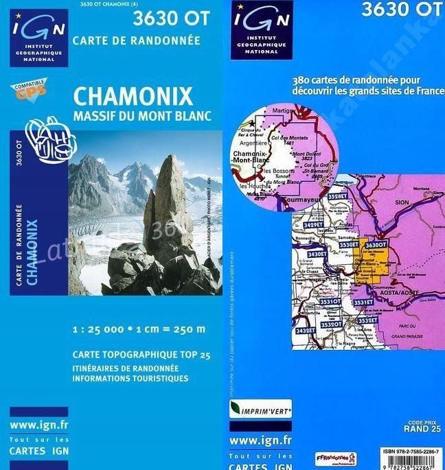 CHAMONIX MASSIF DU MONT BLANC MAPA IGN 1:25 000 – 224211164 - ERLI.pl
