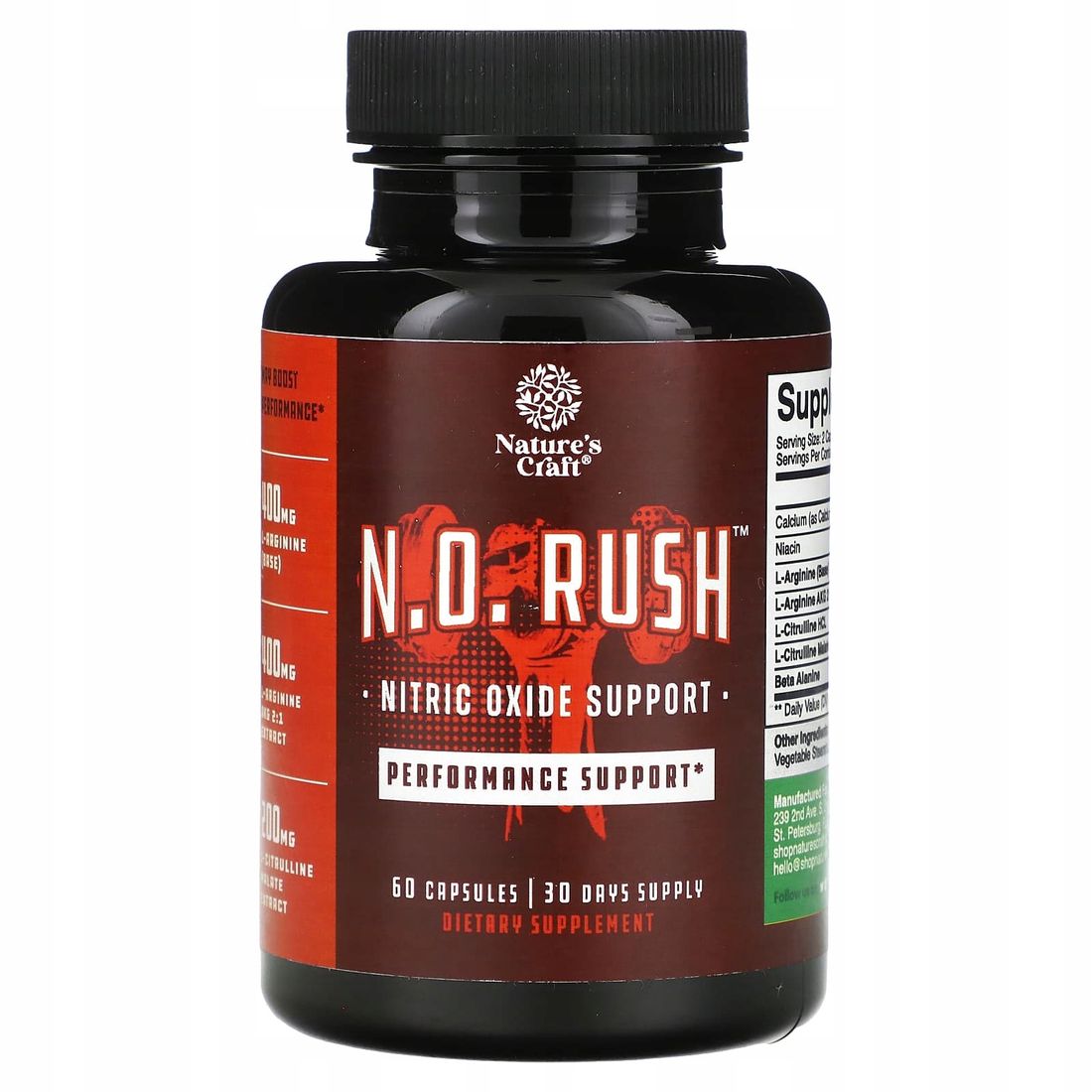Nature's Craft, N.O. Rush, Nitric Oxide Support, 60 Capsules ...
