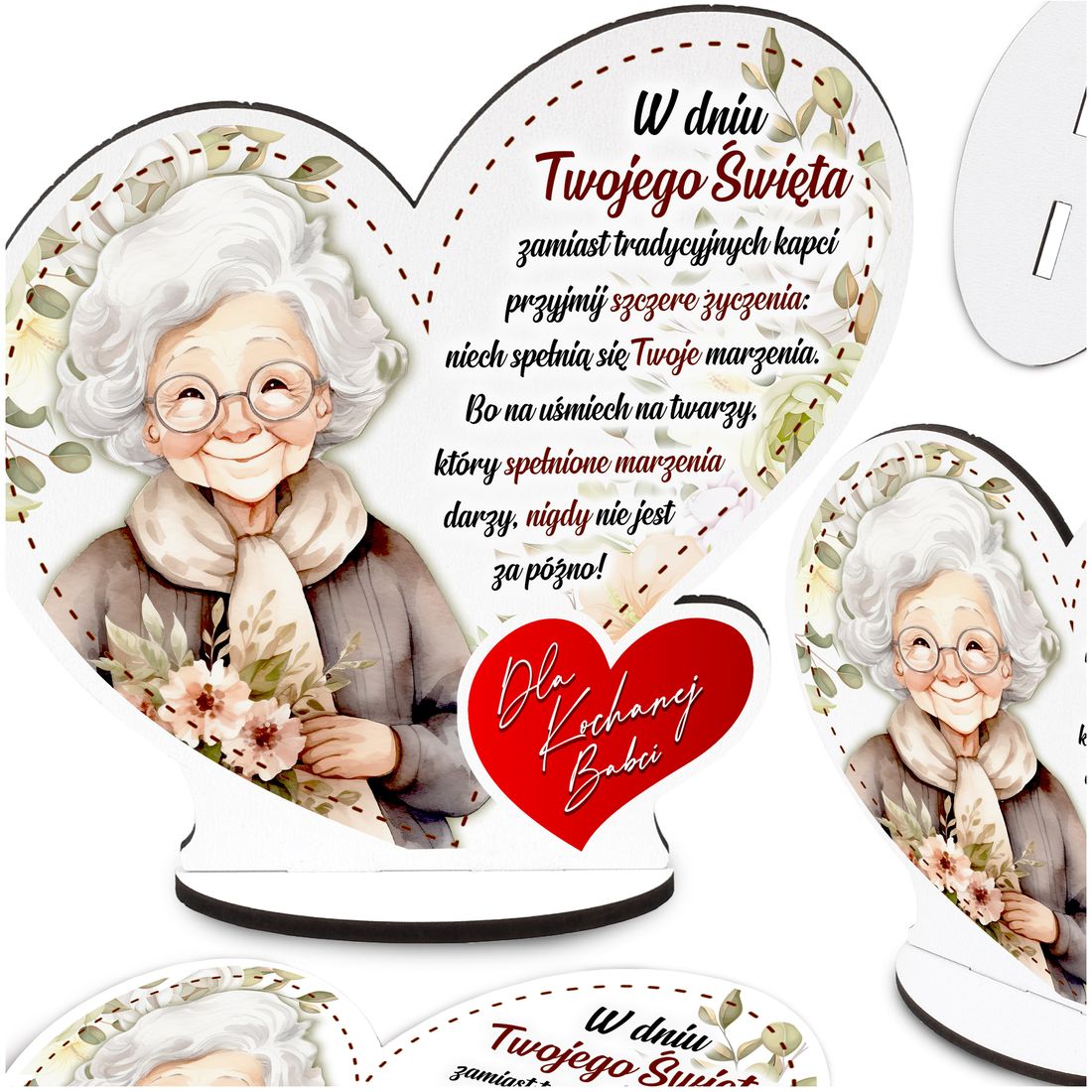 Prezent dla Babci - Drewniana kartka, statuetka, laurka – 224745209 ...