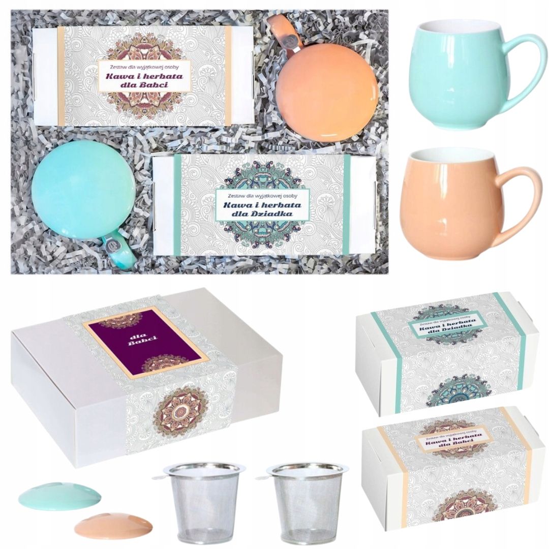 DUŻY ZESTAW KAW HERBAT PREMIUM PREZENT UPOMINEK NA DZIEŃ BABCI I ...