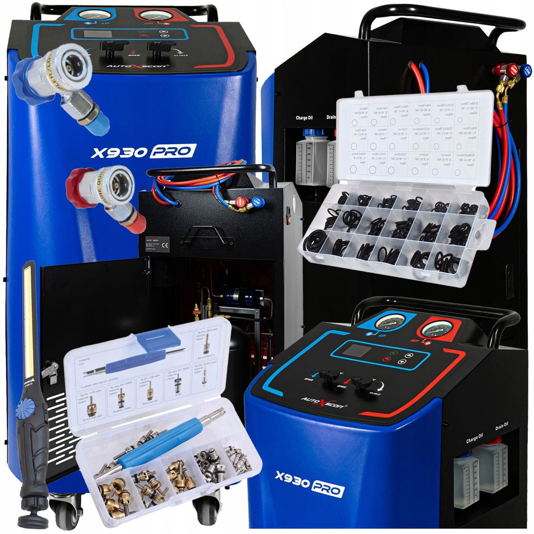 STACJA SERWIS KLIMATYZACJI AUTOXSCAN 1234YF LAMPKA COB/UV ORINGI X930PRO – 225890209 - ERLI.pl