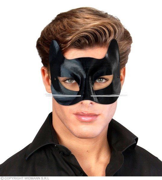 MASKA CZARNY KOT CZARNEGO KOTA Z WĄSAMI KOTEK - ERLI.pl