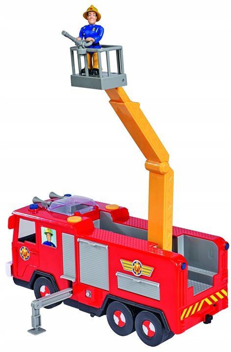 STRAŻAK SAM STRAŻ POŻARNA WÓZ JUPITER Z DRABINĄ I SCHOWKAMI 2 FIGURKI ...