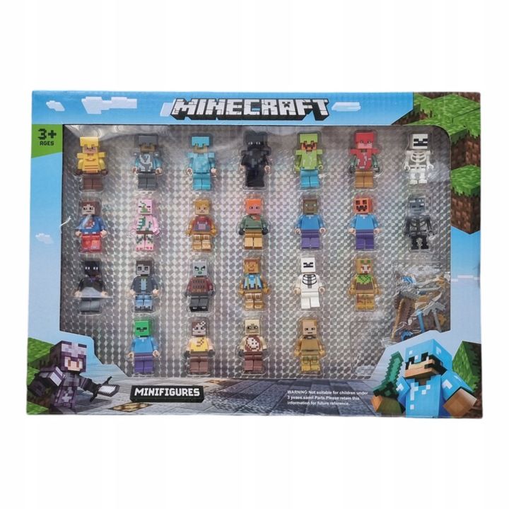 ZESTAW 24 FIGUREK Z KLOCKÓW FIGURKI LUDZIKI Z GRY MINECRAFT + AKCESORIA ...