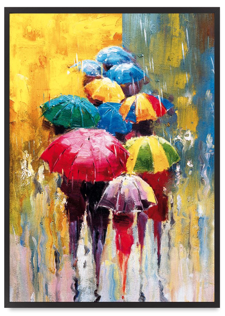 Plakat abstrakcja kolorowe parasole 61x91 cm w czarnej ramie ...