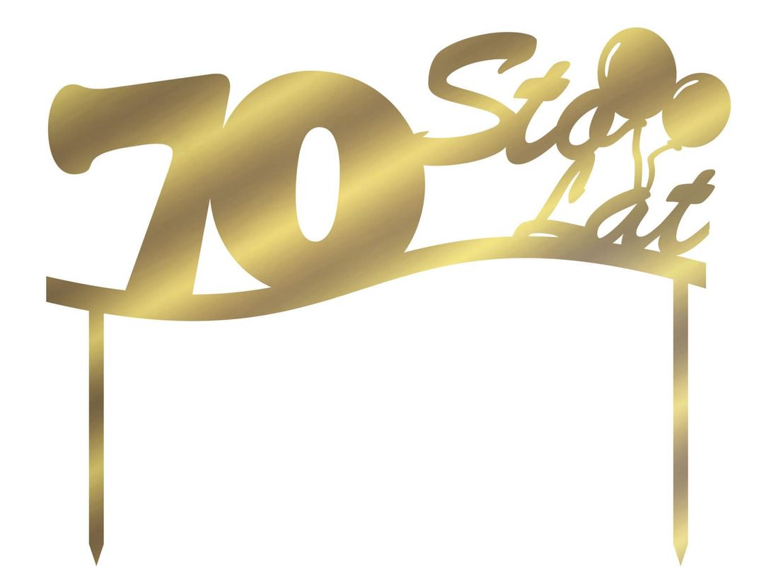 Topper z lustrzanej pleksi złoty na tort 70 urodziny – 25330049 - ERLI.pl