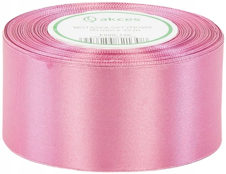 BRUDNY RÓŻ WSTĄŻKA TASIEMKA SATYNOWA 50 MM 32M RÓŻOWA PAKOWANIE ...