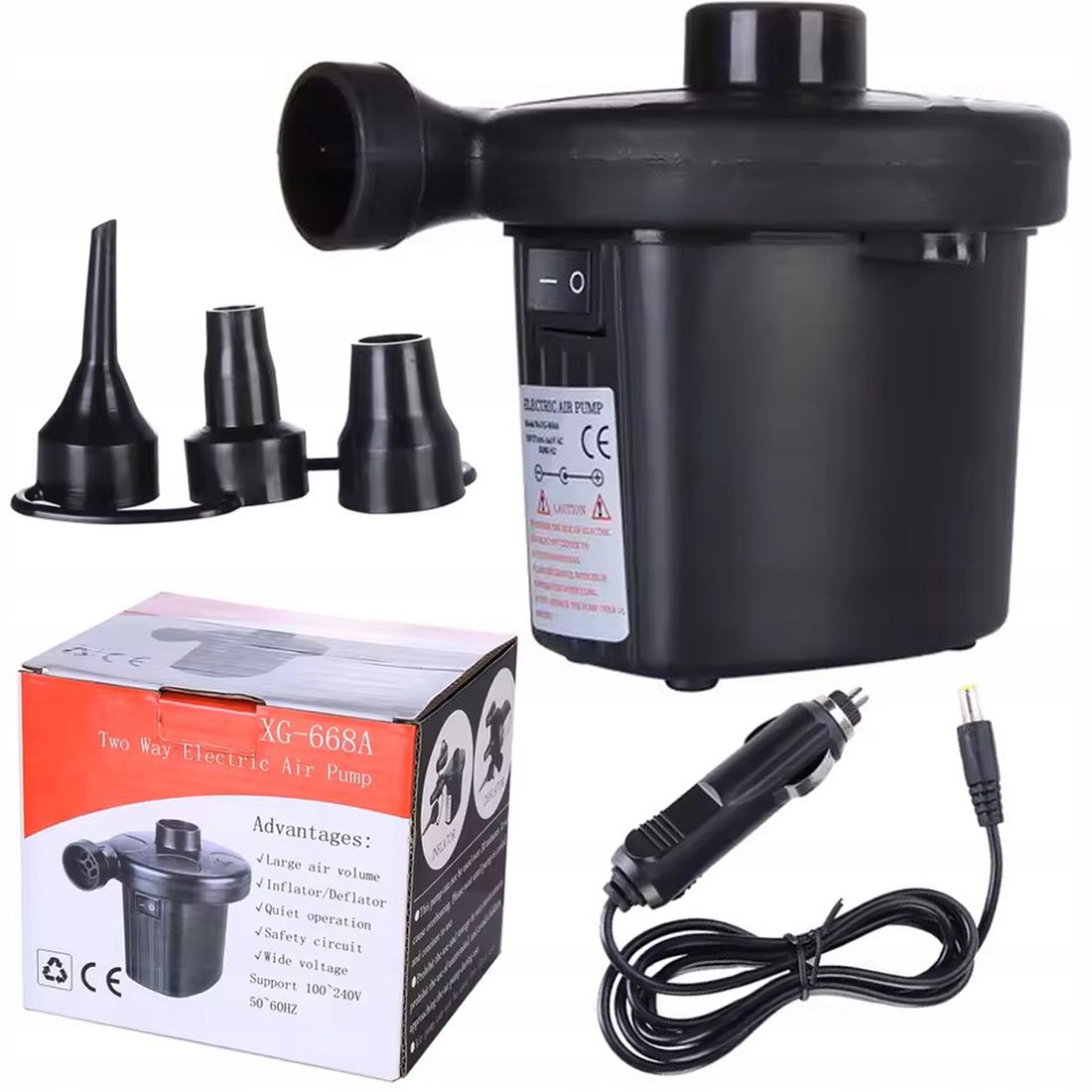 Elektryczna Pompka do Materaca Pontonu Basenu 12V wtyk Gniazdo ...