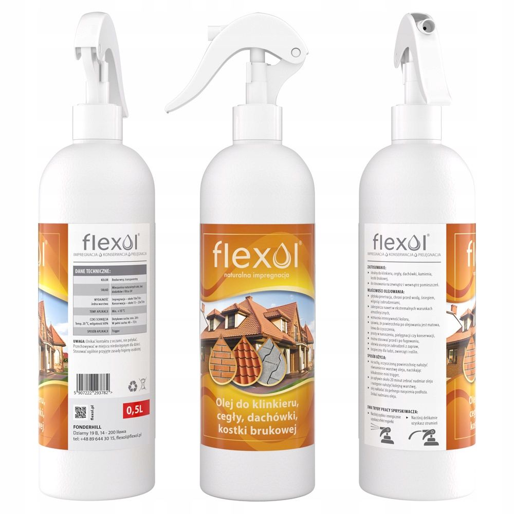 Olej do klinkieru cegły dachówki kostki bruku 0,5l impregnat Flexol ...