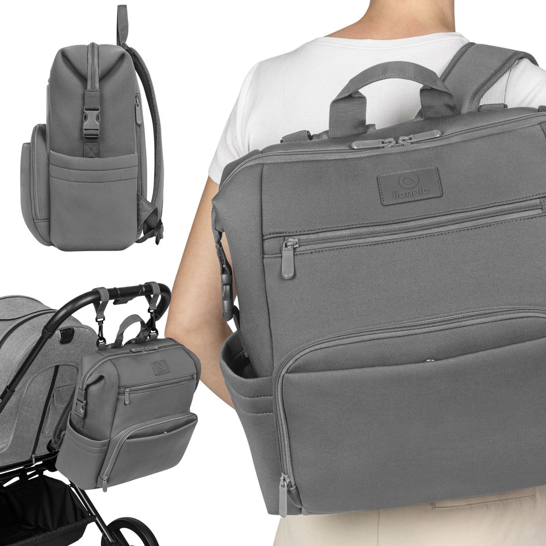 TORBA DO WÓZKA DUŻA PLECAK ORGANIZER CZARNY Dla Mamy i Taty LIONELO ...