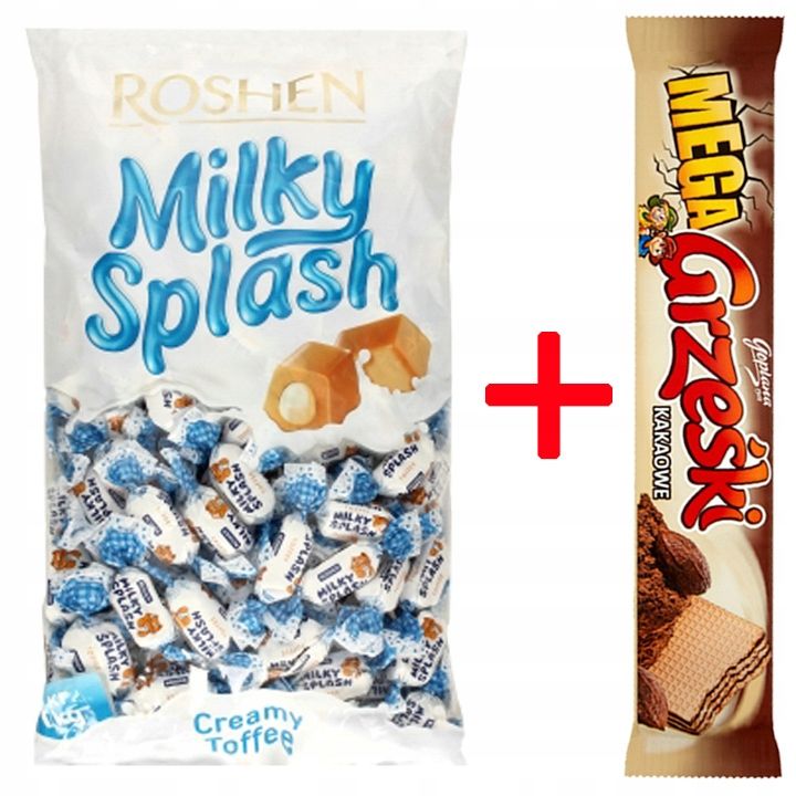 Cukierki Roshen Milky Splash Toffi Mleczne 1kg plus Grzesiek Mega ...