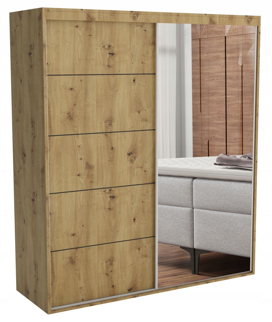 Szafa przesuwna z lustrem 180 cm Green 5 na wymiar – 232695333 - ERLI.pl