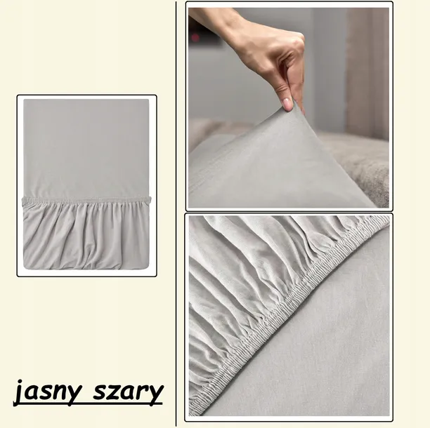 PRZEŚCIERADŁO JERSEY Z GUMKĄ 140x200 + 25 CM BOKI - KOLOR JASNY SZARY ...