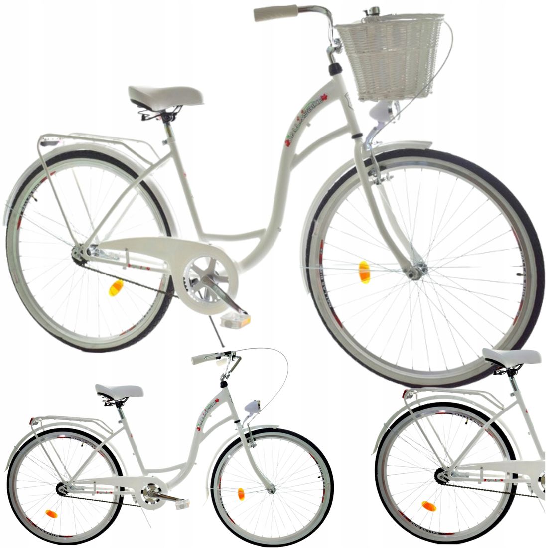 Rower Miejski Damski Lekki Aluminiowy Przerzutki Bagażnik Biały | Koła ...