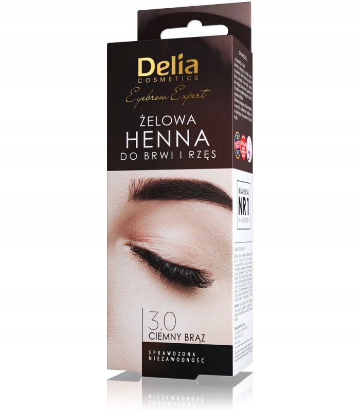 Delia Cosmetics Eyebrow Expert Henna żelowa do brwi - 3.0 Ciemny brąz ...