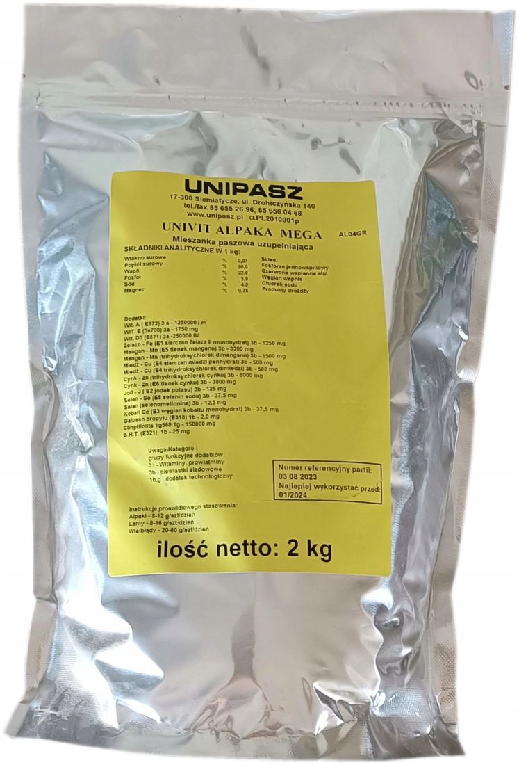 Witaminy dla alpak UNIVIT ALPAKA MEGA 2kg UNIPASZ – 234640062 - ERLI.pl