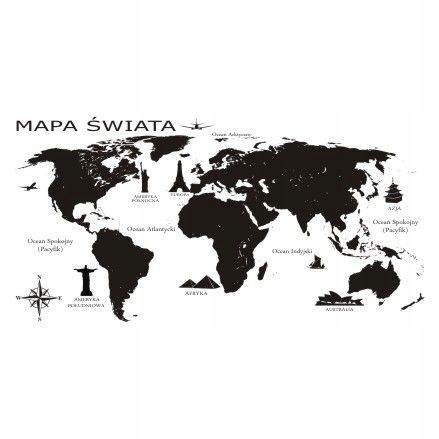 Naklejka na ścianę Mapa śwata 8 - Państwa kraje – 234720739 - ERLI.pl