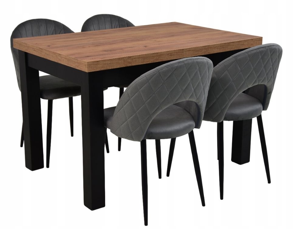 STÓŁ rozkładany 80x120/160cm + 4 KRZESŁA fotelowe SALON, JADALNIA ...