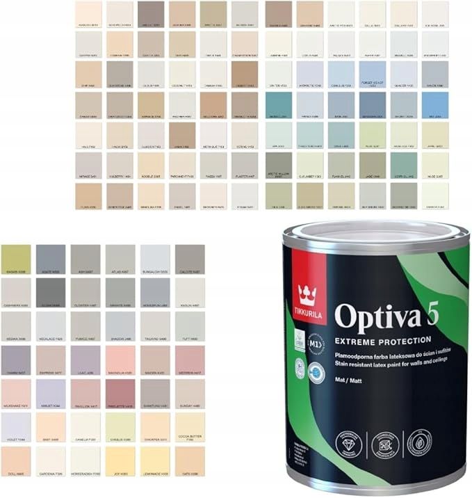 TIKKURILA Optiva Matt 5 0,9l JASNE KOLORY – 235630162 - ERLI.pl