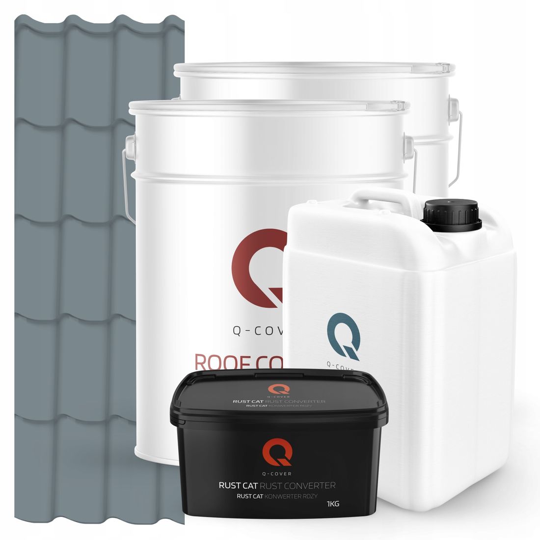 FARBA DO DACHU METALOWEGO ZESTAW WIEWIÓRKA SZARA RAL 7000 74m2 POŁYSK ...