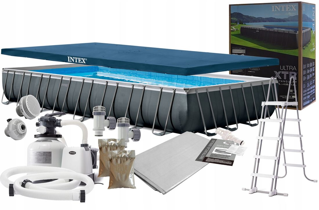 Basen Ogrodowy Intex 26374 Stelażowy 975x488x132cm Pompa piaskowa ...