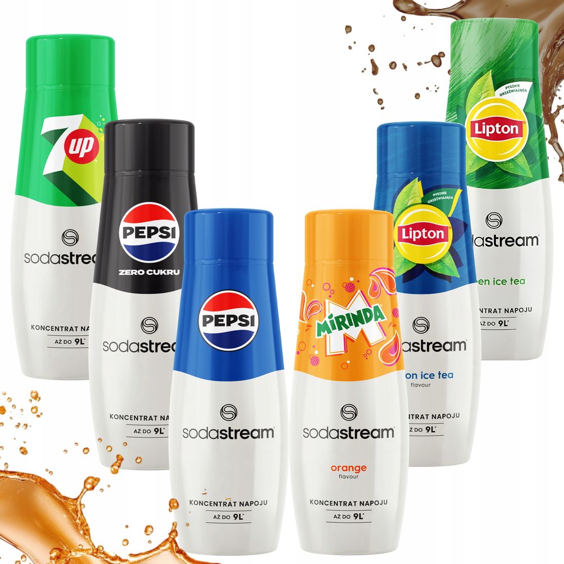 6x SYROP SODASTREAM PEPSI MIRINDA LIPTON ICE TEA 7 UP DO SATURATORA ...