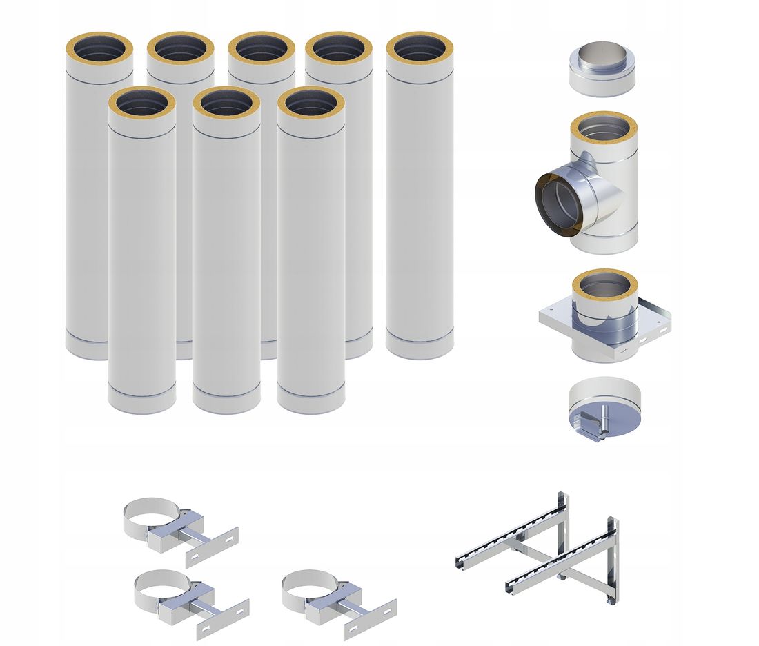 Komin izolowany DW Dwuścienny 160 8MB Drewno Pellet – 238170288 - ERLI.pl