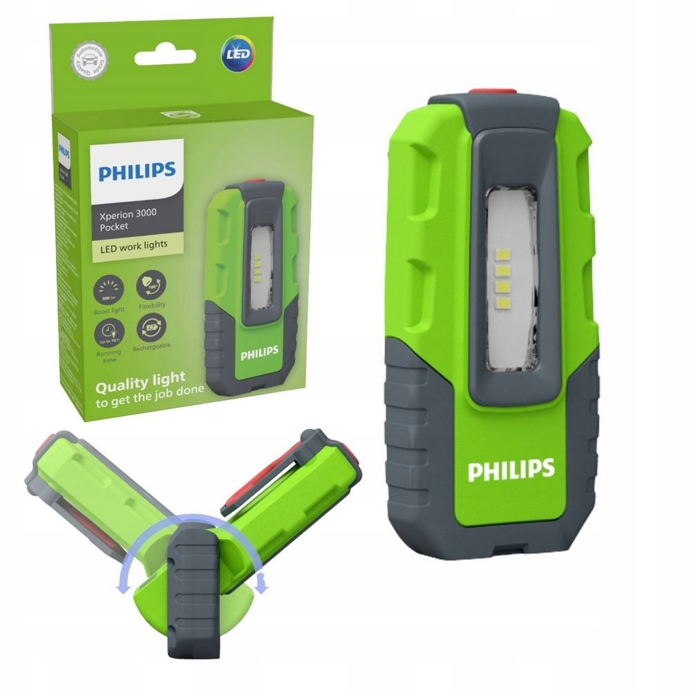 Latarka AKUMULATOROWA lampa robocza Philips 300 lumenów WARSZTATOWA ...
