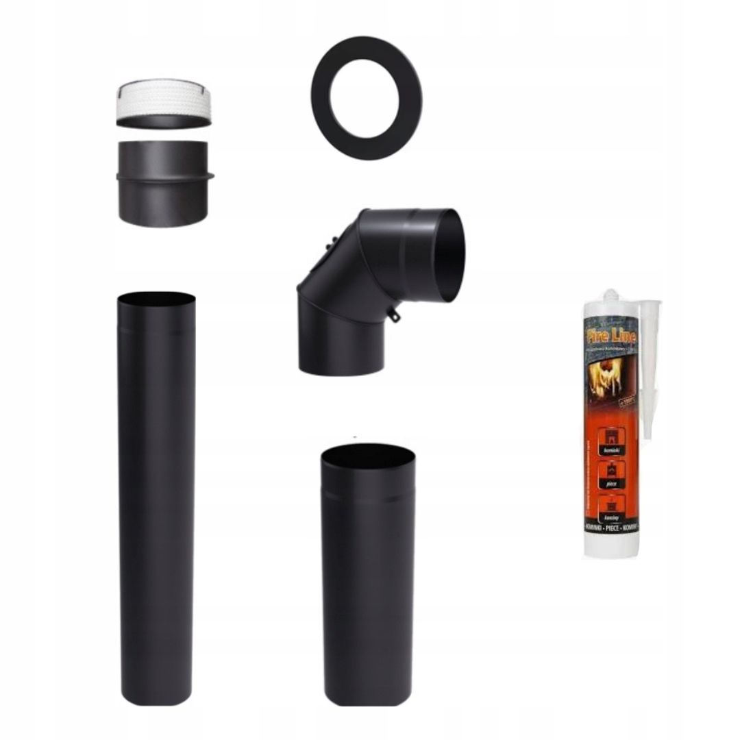 Akcesoria montażowe rury do kominka piecyka kozy- fi 150 ZESTAW przyłączeń – 238493253 - ERLI.pl