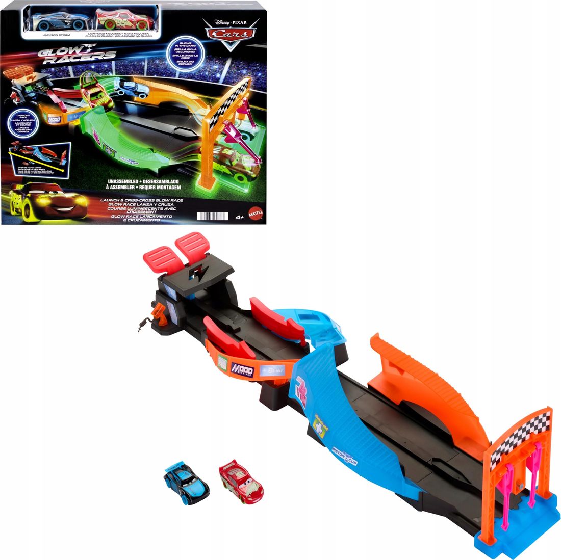 Mattel Disney and Pixar Cars Glow Racers Launch N Criss-Cross Playset ...