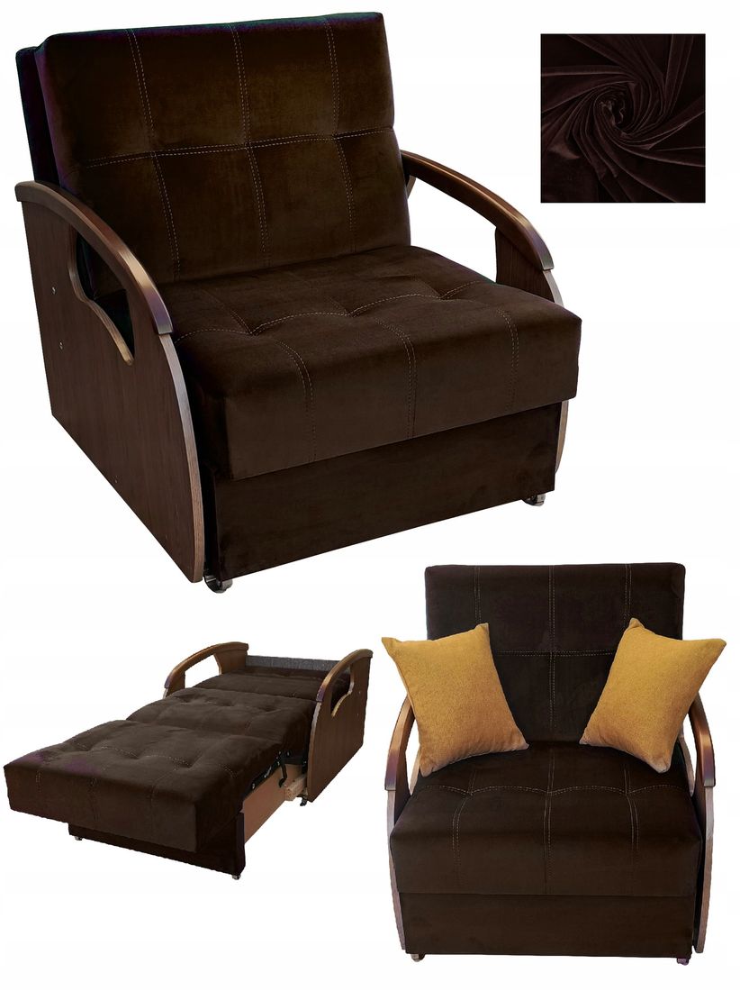 Amerykanka Fotel Rozkładany Sofa Kanapa do Spania Mała PIK brąz ...