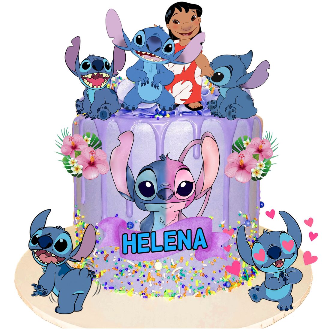 Opłatek Na Tort Lilo i Stich Postacie 7 szt + Imię Napis Zestaw Postaci ...