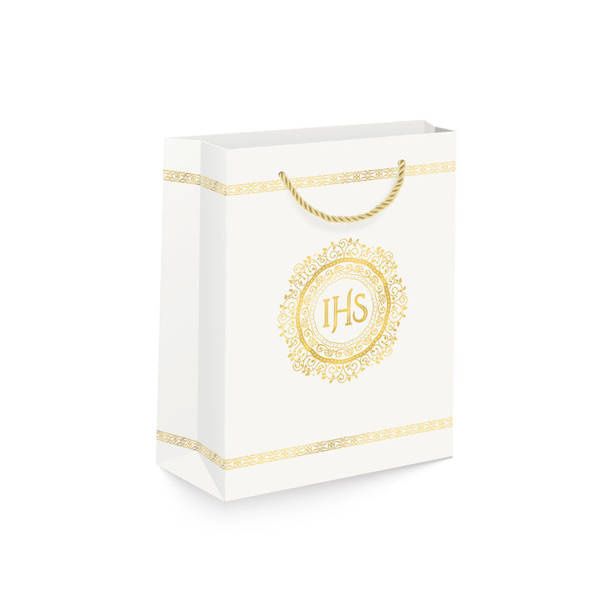 TOREBKA NA PREZENT KOMUNIA ŚWIĘTA IHS BIAŁO-ZŁOTA – 123793757 - ERLI.pl
