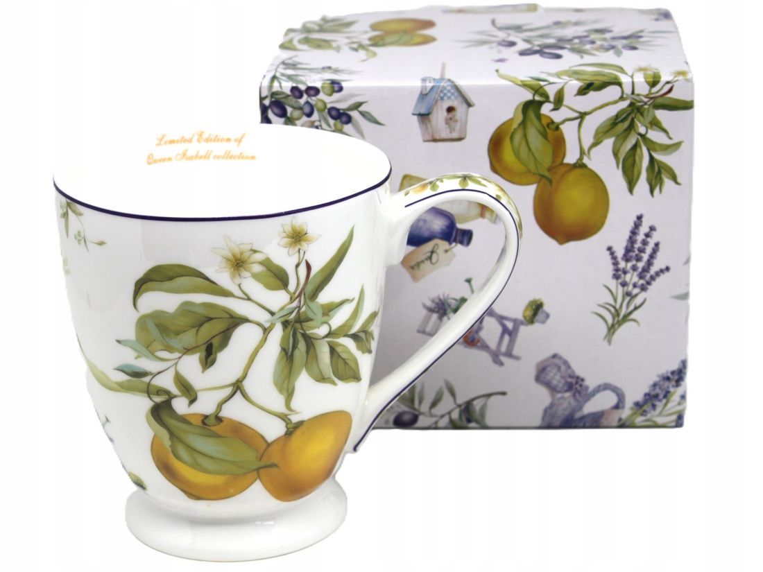 Elegancki porcelanowy kubek jumbo Queen Isabell z motywem lawendy ...