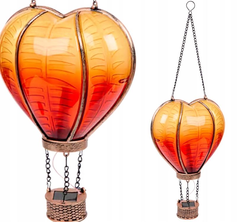 Wisząca OGRODOWA Lampa Solarna lampion BALON serce z Efektem PŁOMIEŃ ...
