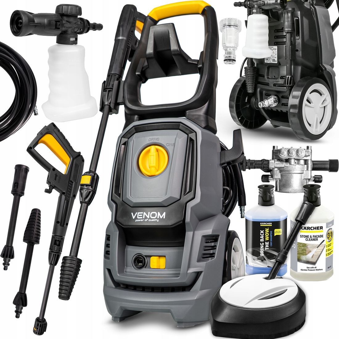 MYJKA CIŚNIENIOWA 130BAR DYSZA TURBO ALUMINIOWA POMPA WĄŻ 5,3M PŁYN KARCHER – 243384636 - ERLI.pl