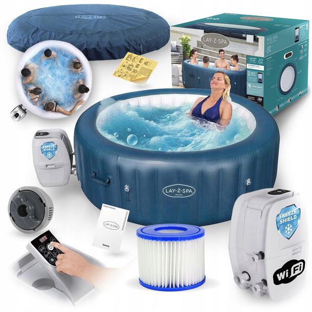 SPA Jacuzzi Bestway WI-Fi 60029 Hydromasaż ogrodowe Milan 6 osób 196cm ...