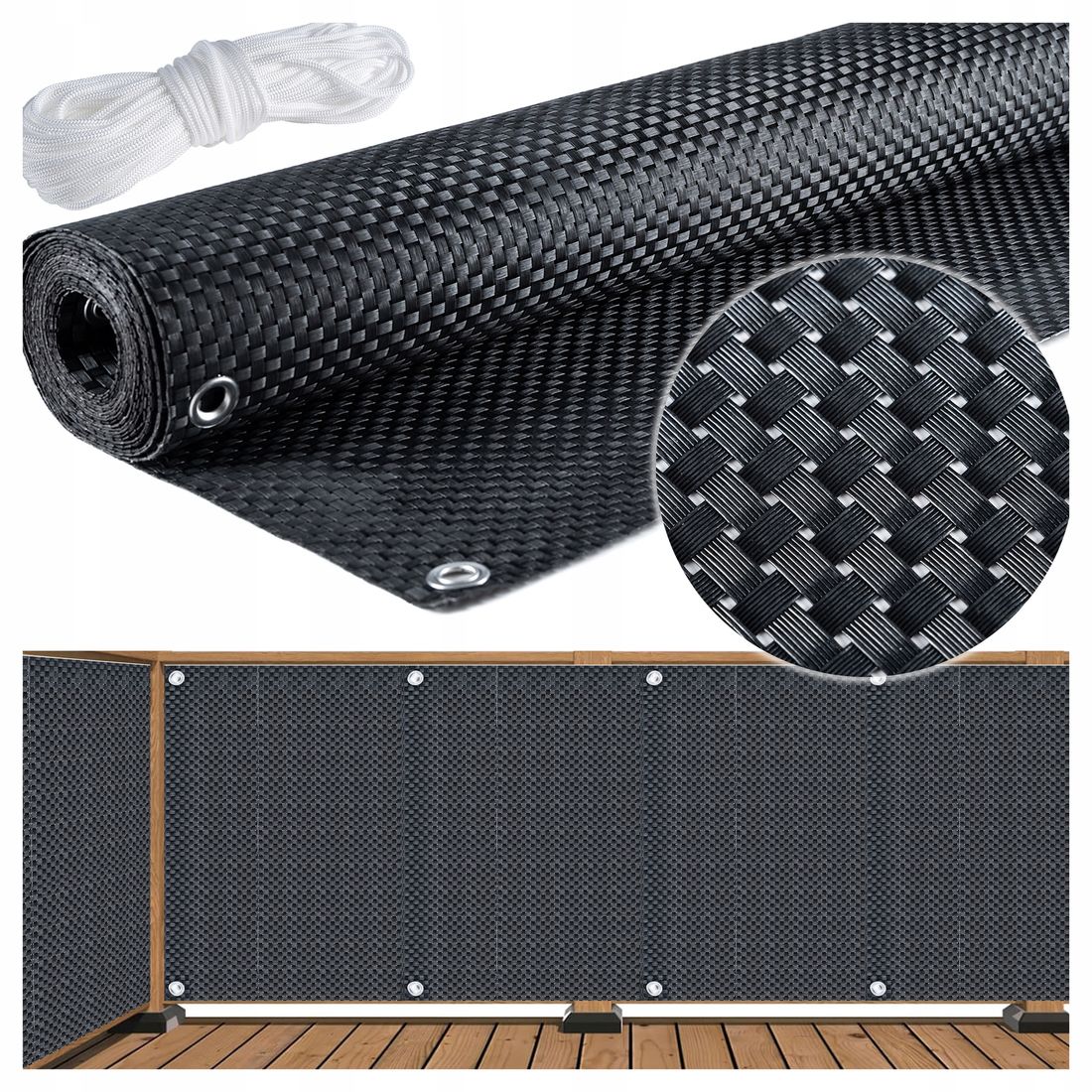 Osłona Balkonowa Rattanowa Mata Na Balkon Taras Oczkowana 5m Zasłona ...