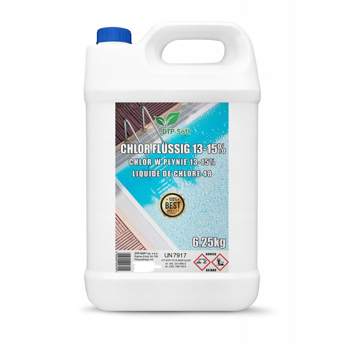 5L Podchloryn Sodu 15% | Chlor w Płynie do Basenu i Studni | Premium ...