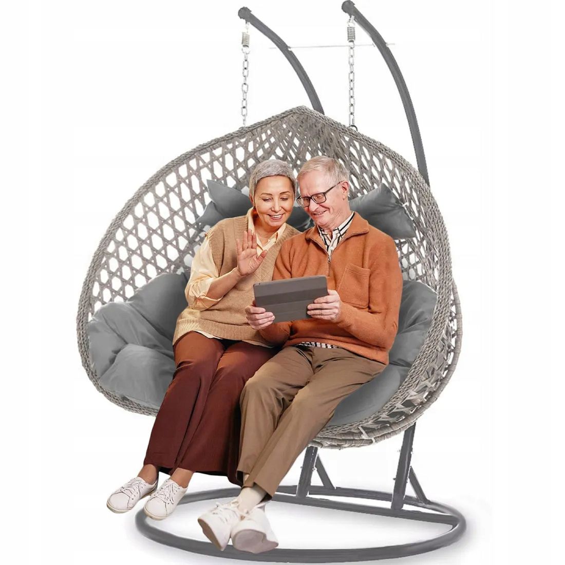 DWUOSOBOWY PODWÓJNY FOTEL WISZĄCY BUJANY OGRODOWY KOSZ HUŚTAWKA KOKON ...