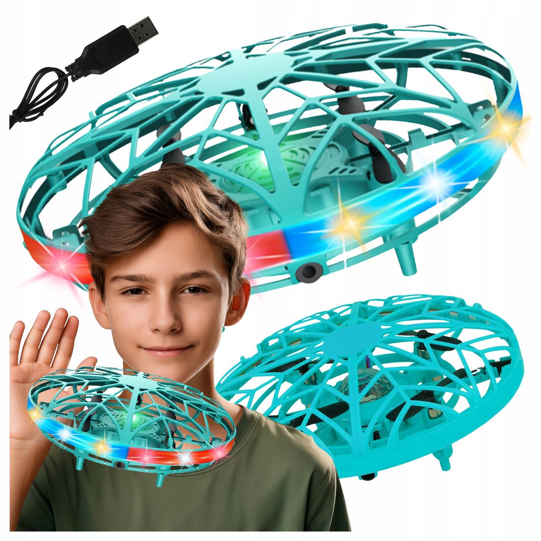 MINI DRON UFO LED BUMERANG STEROWANY RĘKĄ LEWITUJĄCY DRON DLA DZIECI RC – 245895021 - ERLI.pl