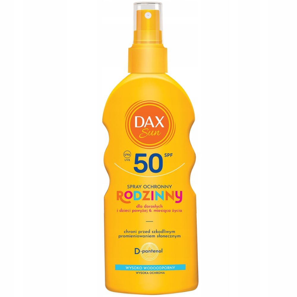 Dax Sun Wodoodporny Spray Do Ciała SPF 50 Dla Dorosłych i Dzieci +6m ...
