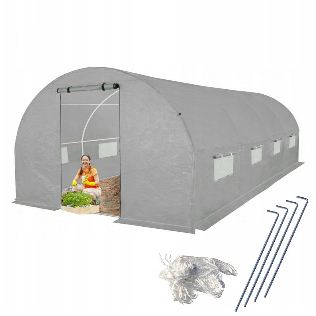 Tunel Foliowy Szklarnia 3x6m PREMIUM z Siatką PE 18 m2 Szary Rurki 25 ...