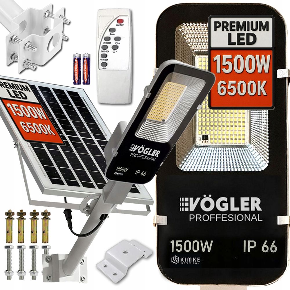 Lampa 1500W SOLARNA uliczna CZUJNIK RUCHU ZMIERZCHU Mocna UCHWYT MONTAŻ – 244806162 - ERLI.pl