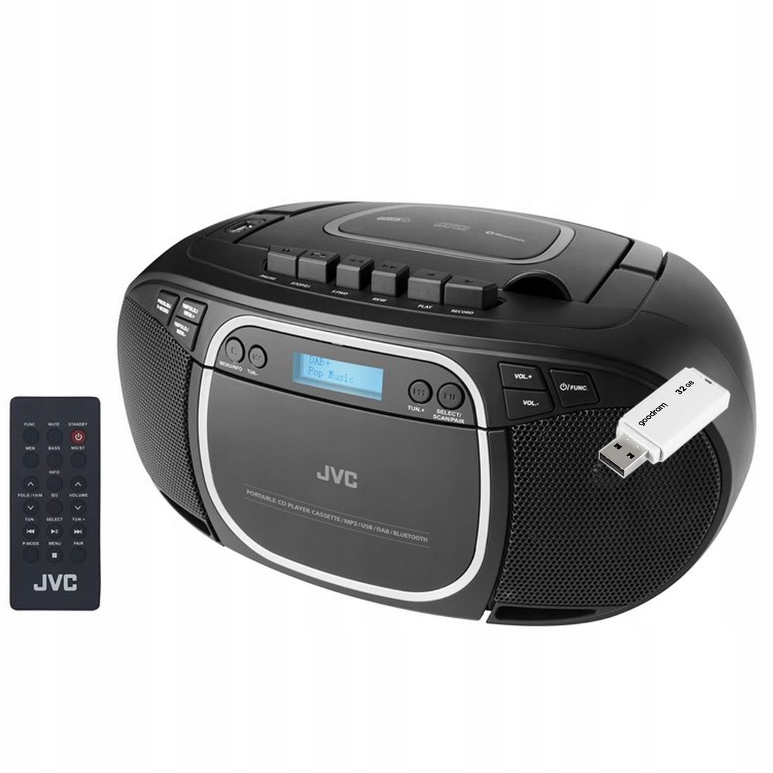 Radioodtwarzacz JVC boombox CD USB MP3 BT radio DAB+ AUX + Pilot + PENDRIVE – 250872647 - ERLI.pl