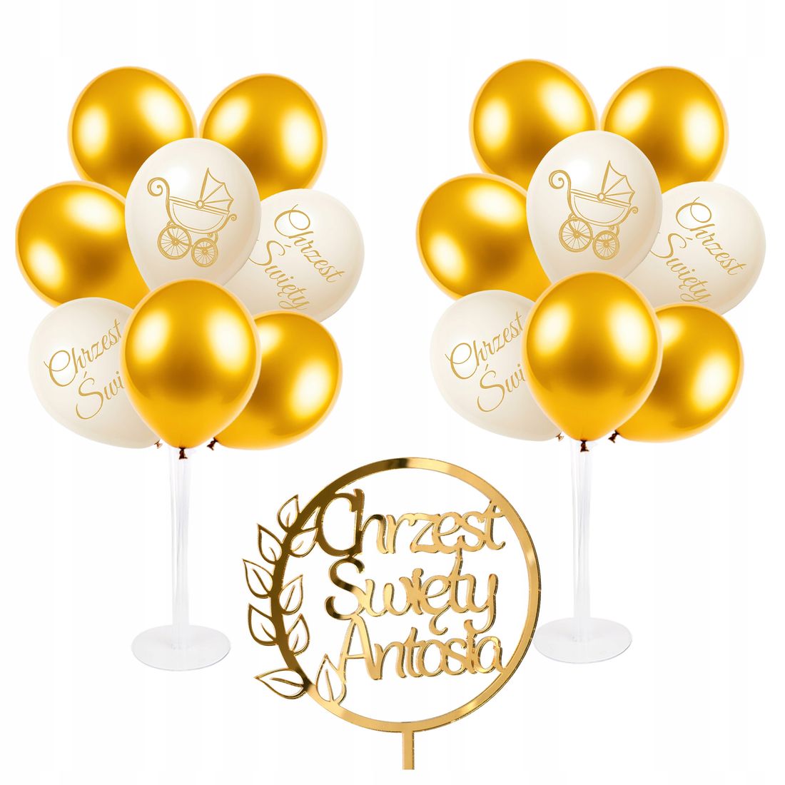 BALONY na HEL chrzest święty TOPPER na tort z PERSONALIZACJĄ chrzciny ...