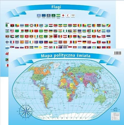 Podkładka na biurko - Mapa polity. z flagami Świat - ERLI.pl
