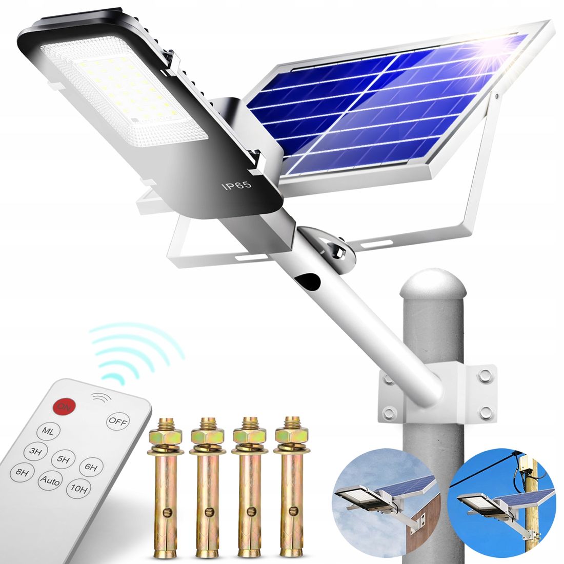 LAMPA SOLARNA ZEWNĘTRZNA LED ULICZNA Z CZUJNIKIEM RUCHU I ZMIERZCHU 2200W – 263956072 - ERLI.pl