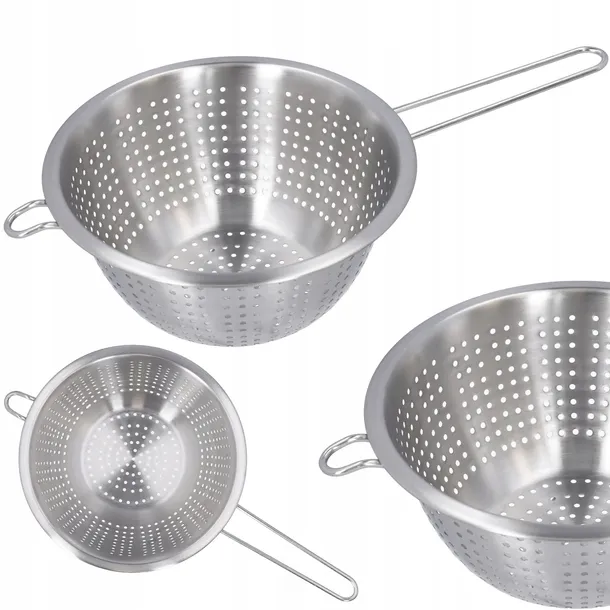 CEDZAK kuchenny durszlak stalowy nierdzewny z rączką uchwytem 21 cm ...