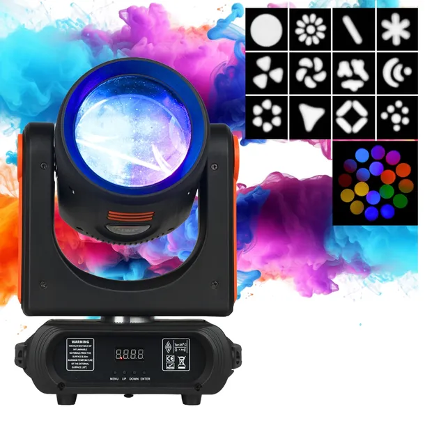 GŁOWA RUCHOOMA BEAM 150W LED DMX OŚWIETLENIE SCENICZNE PRYZMA GOBO ...